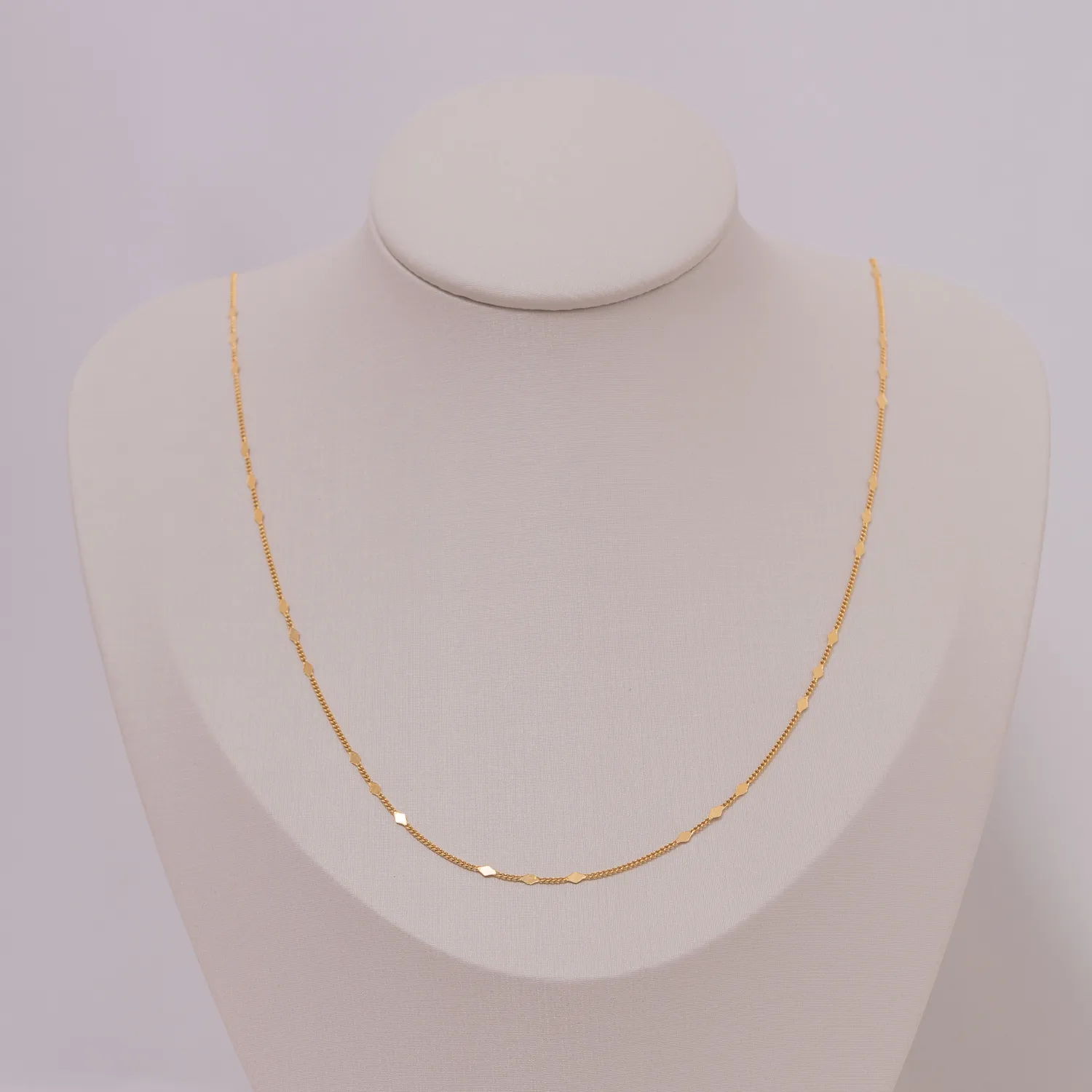 COLAR LONGO LOSÂNGULO BANHO OURO 18K - Luski