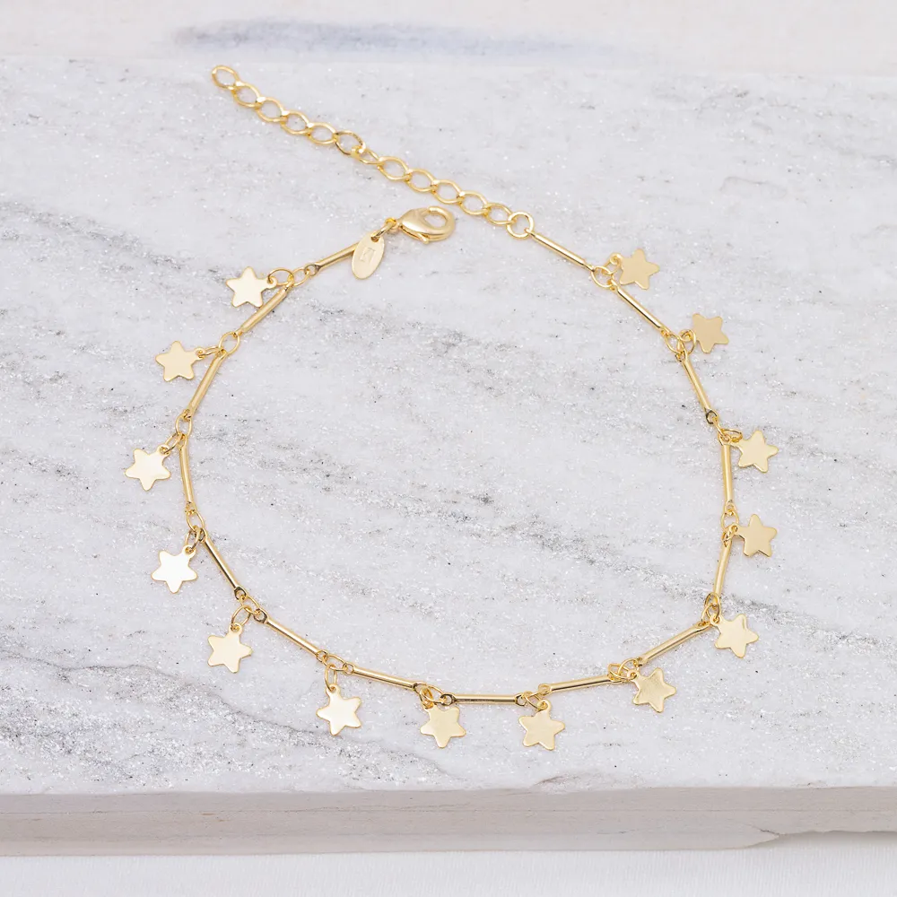 TORNOZELEIRA COM ESTRELA BANHO OURO 18K - Luski